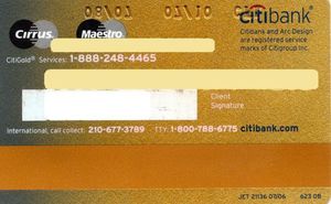 Bank Card: Citibank Banking Card (Citibank, United States of AmericaCol ...
