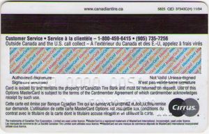 Tarjeta de Banco: MasterCard Mass (Canadian Tire Bank, CanadáCol:CA-MC-0007