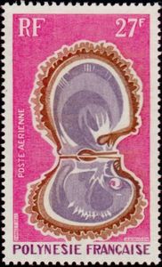 Stamp: Pearl Oyster (Pinctada sp.) (French Polynesia(Oyster and pearl ...