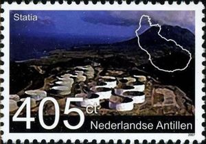 Stamp: Map of Statia, oil storage tanks (Netherlands Antilles(Islands ...
