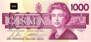 Banknote: 1,000 Dollars (Canada(1986-1991 Issue) Wor:P-100b