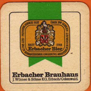 Beer Coaster: Erbacher bier (Erbacher Brauhaus J. Wörner & Söhne KG ...