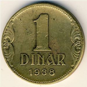 Kovanice: 1 Dinar (Jugoslavija(1934.-1945. - Petar II Kraljevina ...