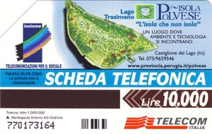 Scheda Telefonica: Isola Polvese (Telecom Italia, Italia(01 - Figurate (Lira)) C&C:2882,Gol:829