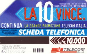 Scheda Telefonica: La 10 Vince - Gilet Nico (Telecom Italia, Italia(01 - Figurate (Lira)) C&C ...