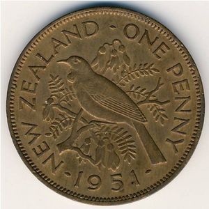 Coin: 1 Penny (New Zealand(1936~1952 - George VI) Col:NZ-000005,WCC:km21