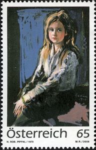 Stamp: "Picture of a girl" by Hans Robert Pippal (1915 - 1998 ...