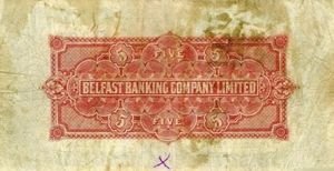 Banknote: 5 Pounds (Ireland-Northern(Belfast Banking Company LTD (1922 ...