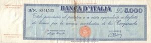 Banknote: 5,000 Lire (Italy(1945-1950 Provisional Titles) Wor:P-86a.2