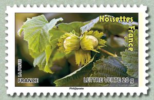 Stamp: Hazelnuts (France) (Fruit to a green letter) Yt:FR A689,Mi:FR ...