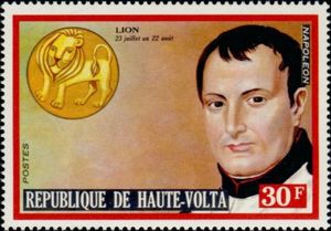 Stamp: Napoleon, Lion (Upper Volta(Famous men and their zodiac signs ...