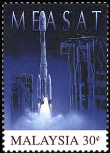Stamp: Launch of Malaysia East Asia Satellite - MEASAT (Malaysia(Launch ...
