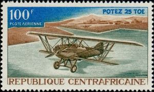 Timbre: Potez 25 T.O.E. (Centrafrique(Aircraft 1967) Mi:CF 147,Sn:CF ...