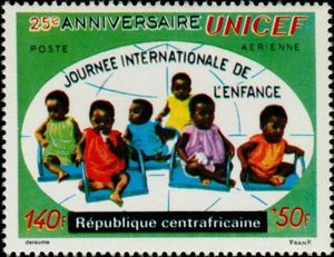 Stamp: 25th Anniversary of United Nations Children's Fund (UNICEF ...