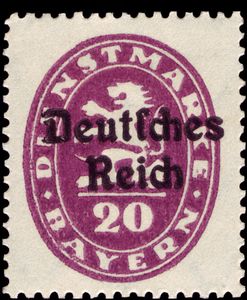 Stamp: Official stamp - Optd 'Deutsches Reich' (German Realm(Official ...