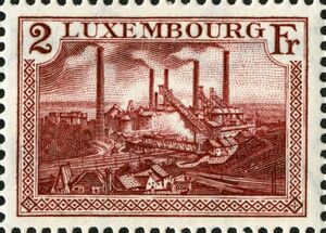 Stamp: Factories at Esch-sur-Alzette (Luxembourg(National Philatelic ...