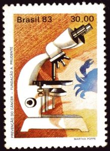 Stamp: Microscope and Crab (Brazil(Cancer Prevention) Mi:BR 1956,Sn:BR ...