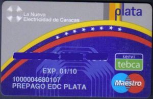 Bank Card: Plata TEBCA - Prepago EDC (Banco Venezolano De Credito, VenezuelaCol:VE-MS-0228
