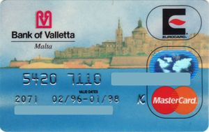 Bank Card: Mastercard-1 (Bank of Valletta p.l.c., MaltaCol:MT-MC-0001