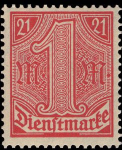 Stamp: Official Stamp - with figures '21' (German Realm(Official Stamps ...