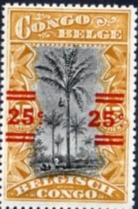 Stamp: Oil Palm Trees Bilingual surcharged (Belgian Congo(Country ...