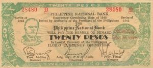 Banknote: 20 Pesos (Philippines(Specialized Issues Iloilo) Wor:P-S315a