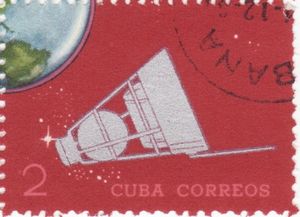 Stamp: Satellite (Cuba) (First post rocket experiment in Cuba) Mi:CU ...