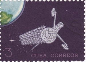 Stamp: Satellite (Cuba(First post rocket experiment in Cuba) Mi:CU 931 ...