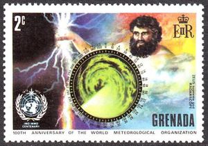 Stamp: Zeus (Greek god) and radarscope (Grenada(Centenary of the World ...