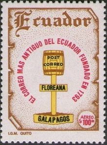 Stamp: First ecuadorian Mailbox (on Floreana Island) (Ecuador(Galapagos ...