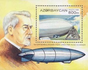 Stamp: First Rigid Dirigible Airship by Hugo Eckener, 1924 (Azerbaijan ...