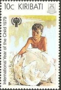 Stamp: Boy and Clam Shell (Kiribati(International Year of the Child) Mi ...