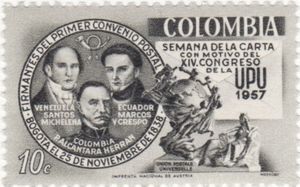 Stamp: Personalities and UPU Monument in Bern (Colombia(U.P.U ...