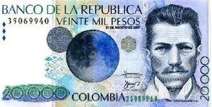 Banknote: 20,000 Pesos (Colombia) (2001-2014 Issue) Wor:P-454p