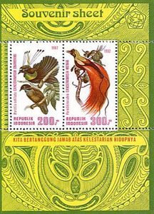 Stamp: Western Parotia (Parotia sefilata), Red Bird-of-Paradise ...