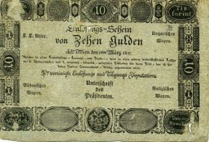 Banknote: 10 Gulden (Austria(1811 Demand Notes Issue) Wor:A-47b
