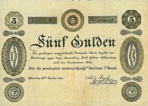 Banknote: 5 Gulden (Austria) (1825 Oesterreichische National Bank Issue ...