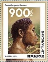 우표: Paranthropus robustus (중앙 아프리카 공화국(Prehistoric Humans (2021)) Mi:CF ...