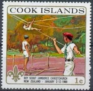 Stamp: Training on ropeway (Cook Islands(Boy Scout Jamboree) Mi:CK 213 ...