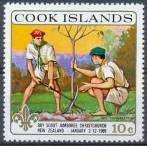 Stamp: Planting a tree (Cook Islands(Boy Scout Jamboree) Mi:CK 215,Sn ...