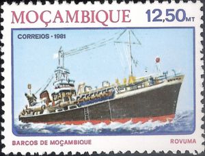 Timbre: Suction dredger "Rovuma" (Mozambique(Ships of Mozambique) Mi:MZ ...