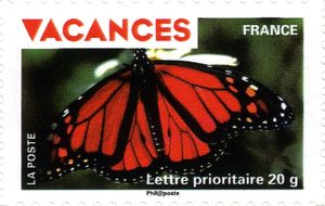 Stamp: Monarch Butterfly (Danaus plexippus) (France(Holidays) Yt:FR ...
