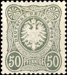 Stamp: Imperial eagle and crown in oval, PFENNIGE (German Realm(Digits ...