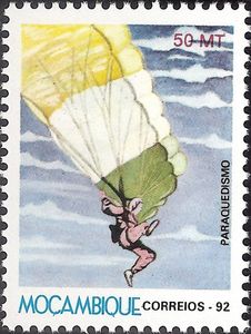 Stamp: Skydiving (Mozambique(Parachuting) Mi:MZ 1279,Sn:MZ 1187,Yt:MZ ...