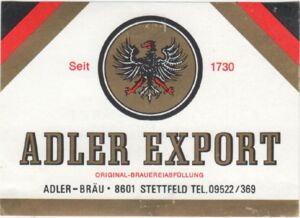 Drink Label: Adler Export (Brauerei Schwarzer Adler Stettfeld, Germany ...
