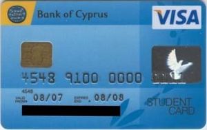 Bank Card: Student Card (Bank Of Cyprus, Cyprus) Col:CY-VI-0012.01
