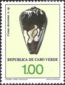 Selo: Cone Snail (Conus decoratus) (Cabo Verde(Shells from Cape Verde ...