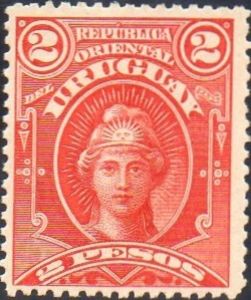Stamp: Allegory of liberty (Uruguay(Definitives 1894) Mi:UY 98,Sn:UY ...