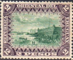 Stamp: Montevideo Fortress (Uruguay(Definitives 1895) Mi:UY 109,Sn:UY ...