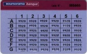 Bank Card: Codes Card (Boursorama, France) Col:FR-GM-0008